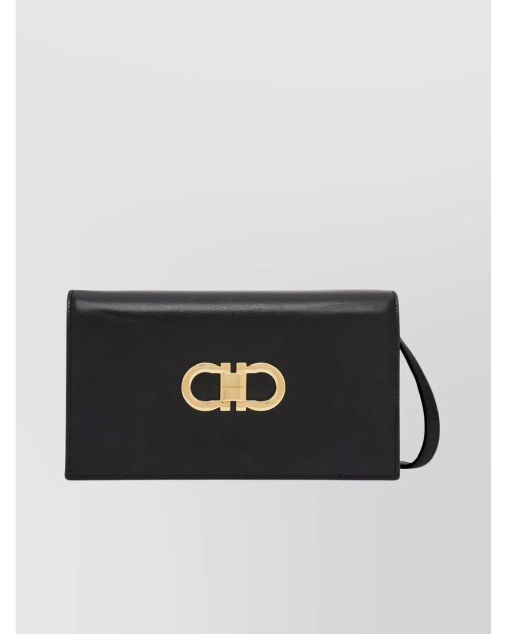 Ferragamo Chain Handle Leather Wallet in Black | Lyst