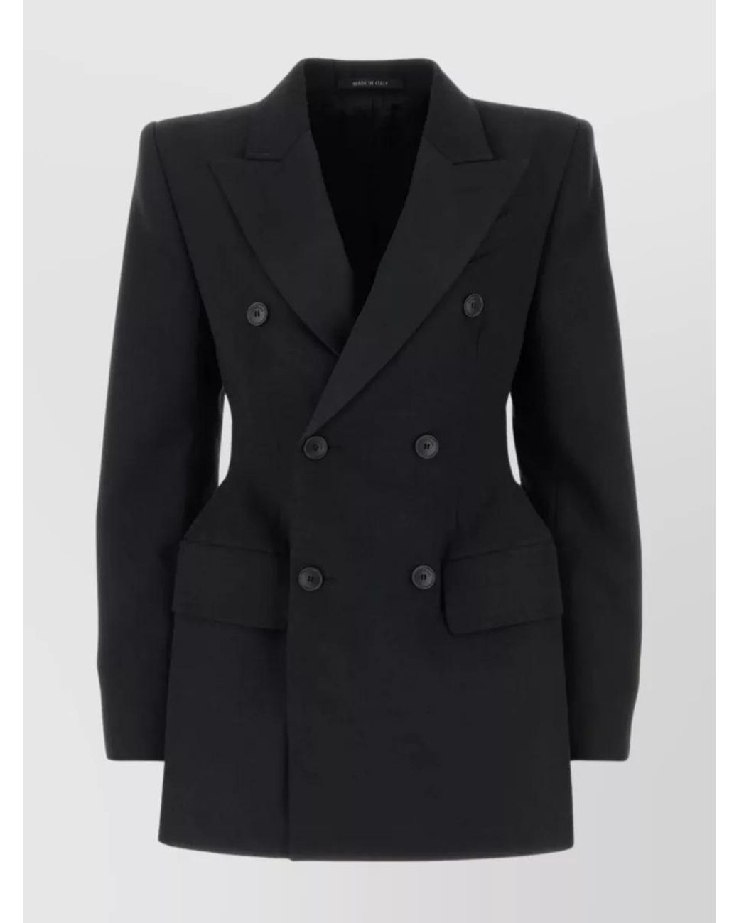 Balenciaga Padded Shoulders Structured Wool Blazer in Black | Lyst