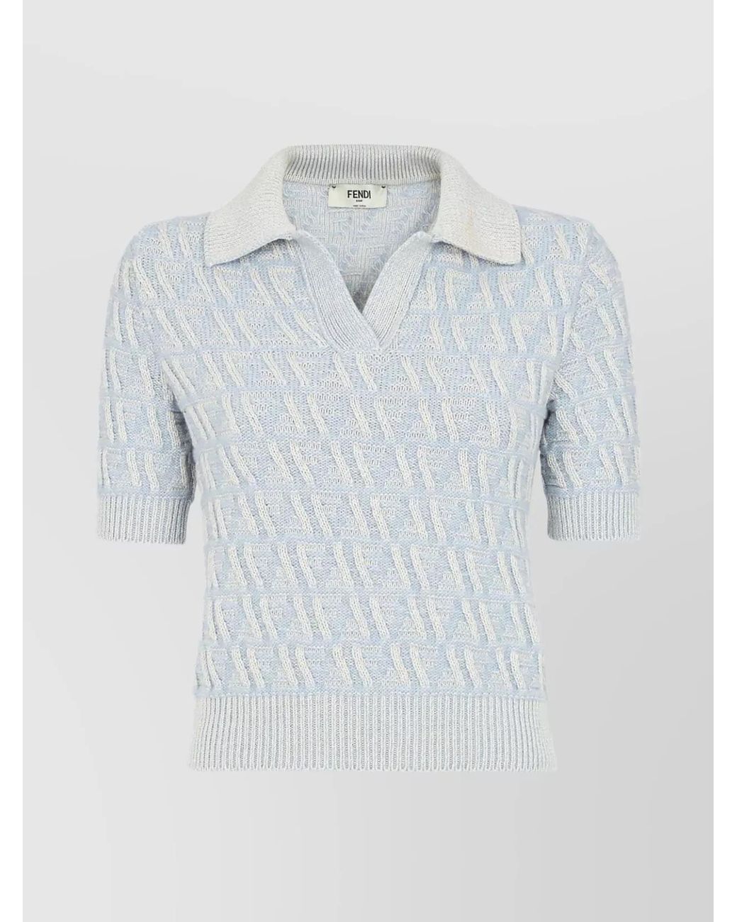 Fendi Jacquard Silk Knit Polo Shirt in Blue | Lyst