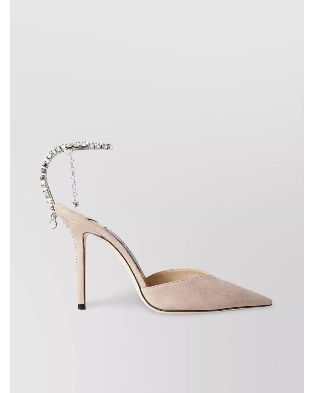 Jimmy Choo Crystal Chain Suede Stiletto Pumps in Natural | Lyst