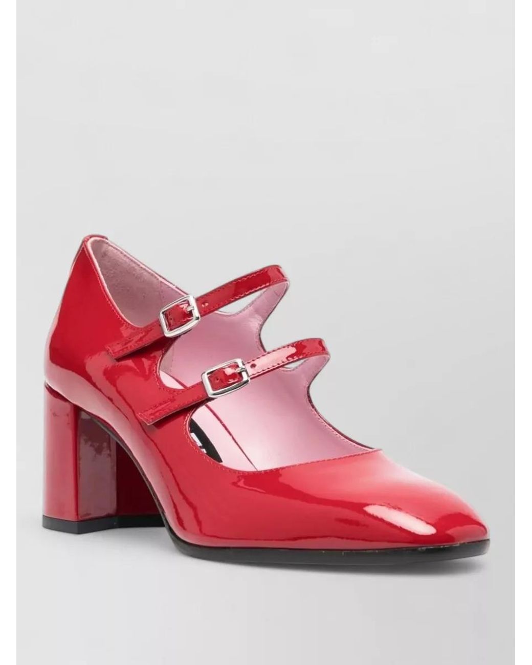 CAREL PARIS Alice Block Heel Square Toe Pumps in Red | Lyst