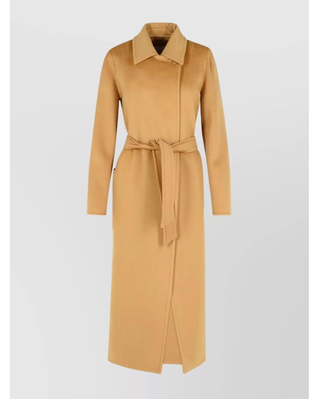 Max Mara Cashmere Single Breasted Coat in Natural | Lyst