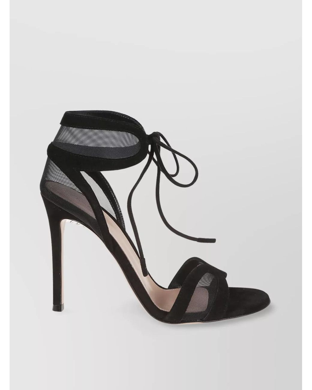 Gianvito Rossi Mesh Panel Stiletto Sandals in Black | Lyst