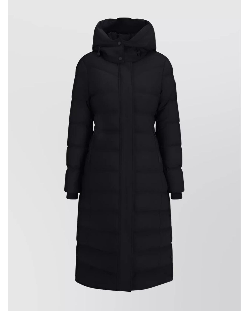 Moose Knuckles Quilted Long Jacket Removable Hood in Blue | Lyst