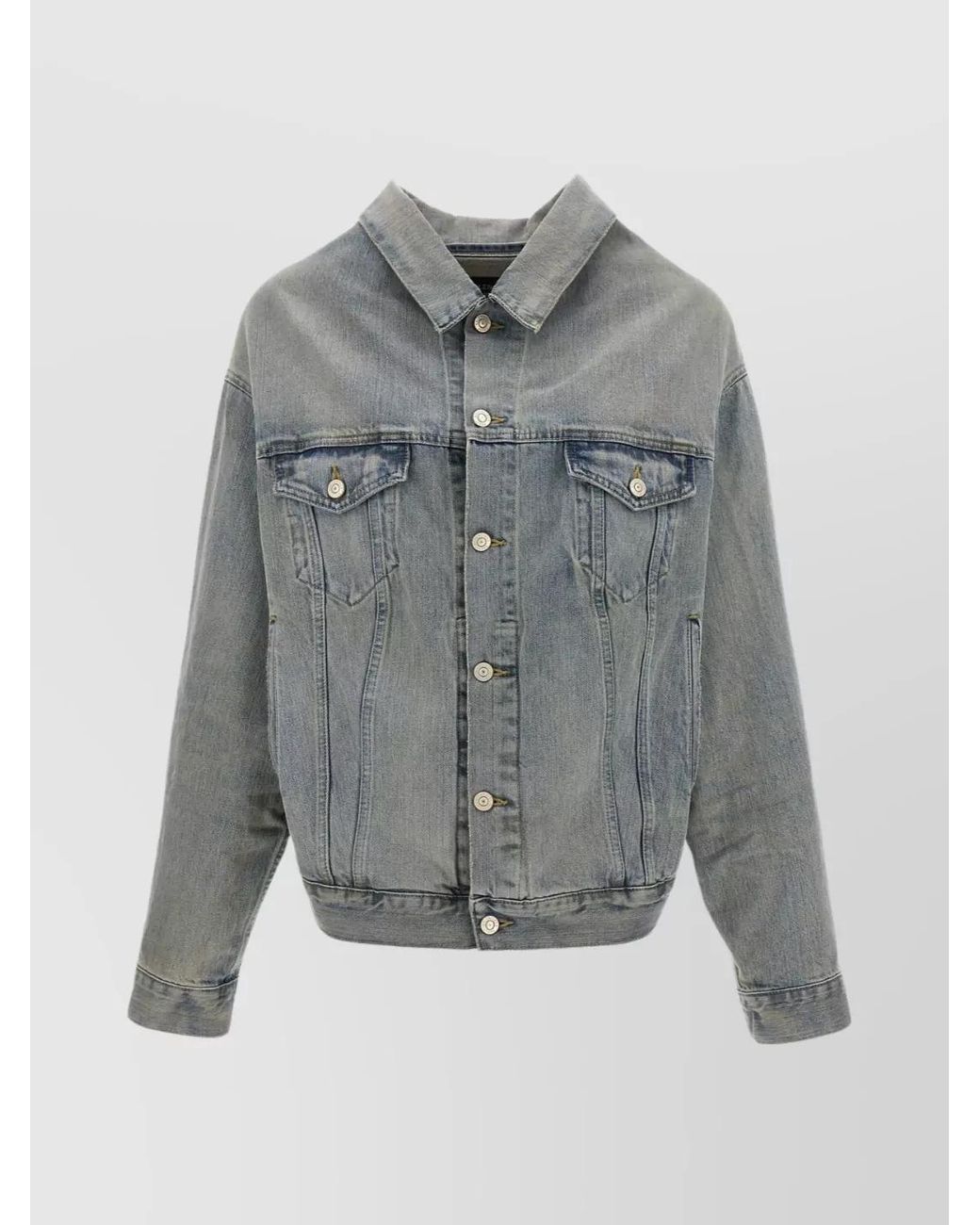 Balenciaga Denim Off-Shoulder Jacket in Gray | Lyst