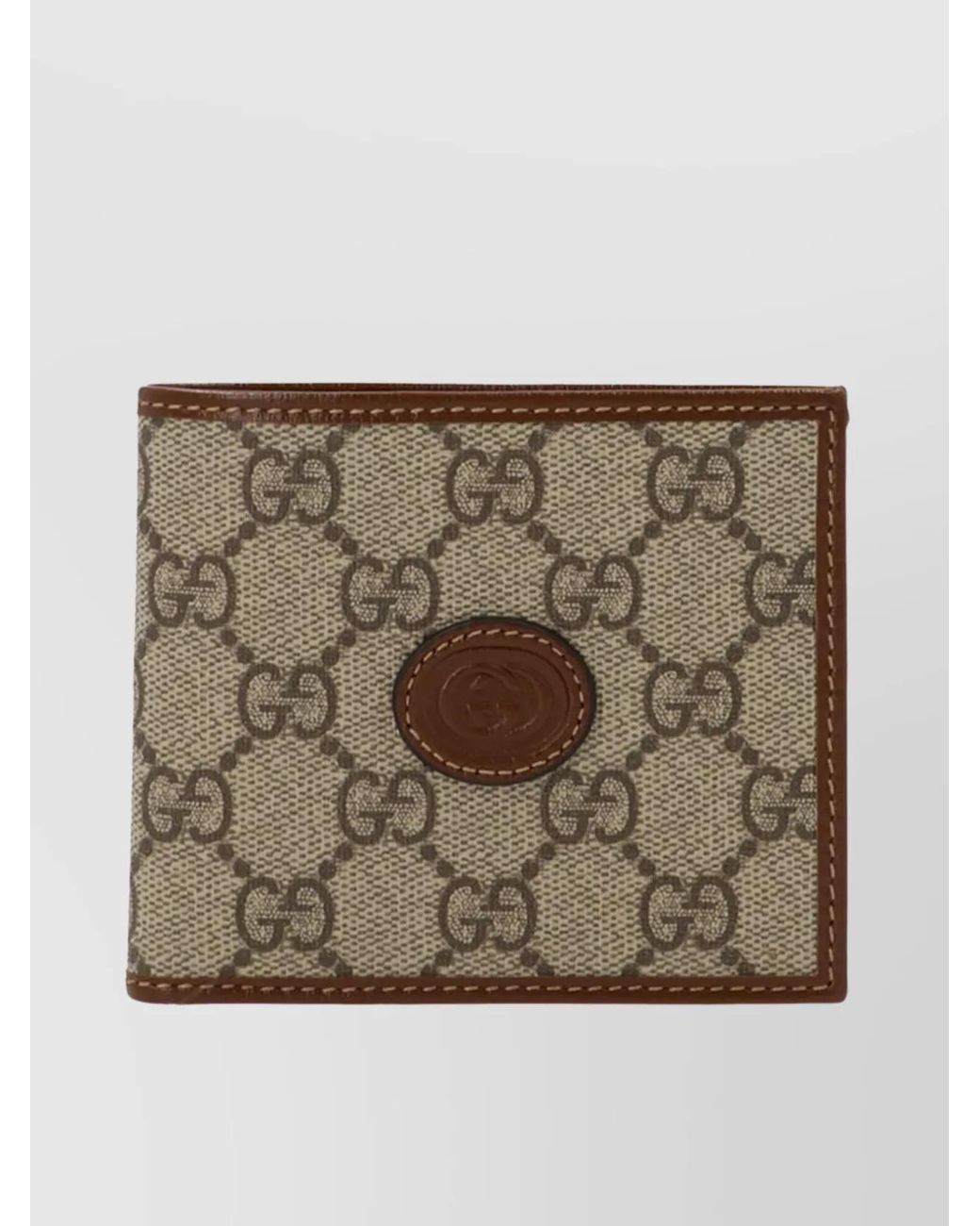 Gucci 'Gg’ Bifold Leather Trim Wallet With Stitched Edges' in Metallic ...