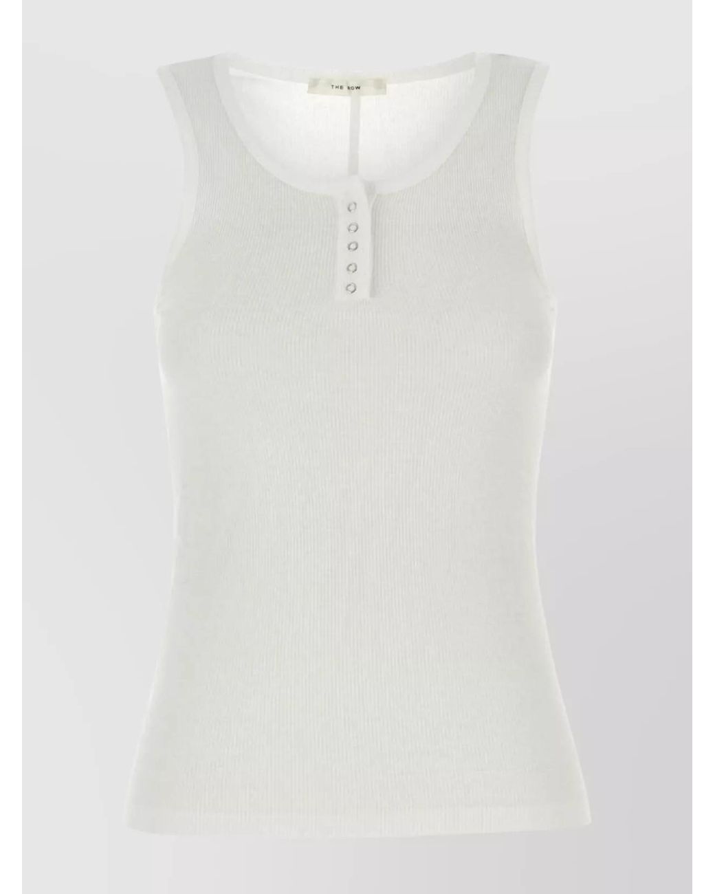 The Row Ribbed Texture Tank Top With Button Detail in White | Lyst