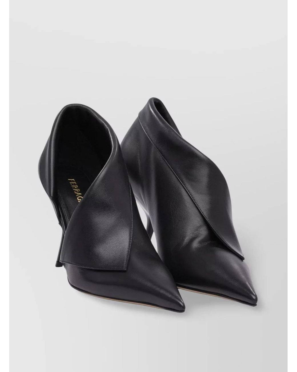 Ferragamo Pointed Toe Stiletto Heel Leather Pumps in Black | Lyst