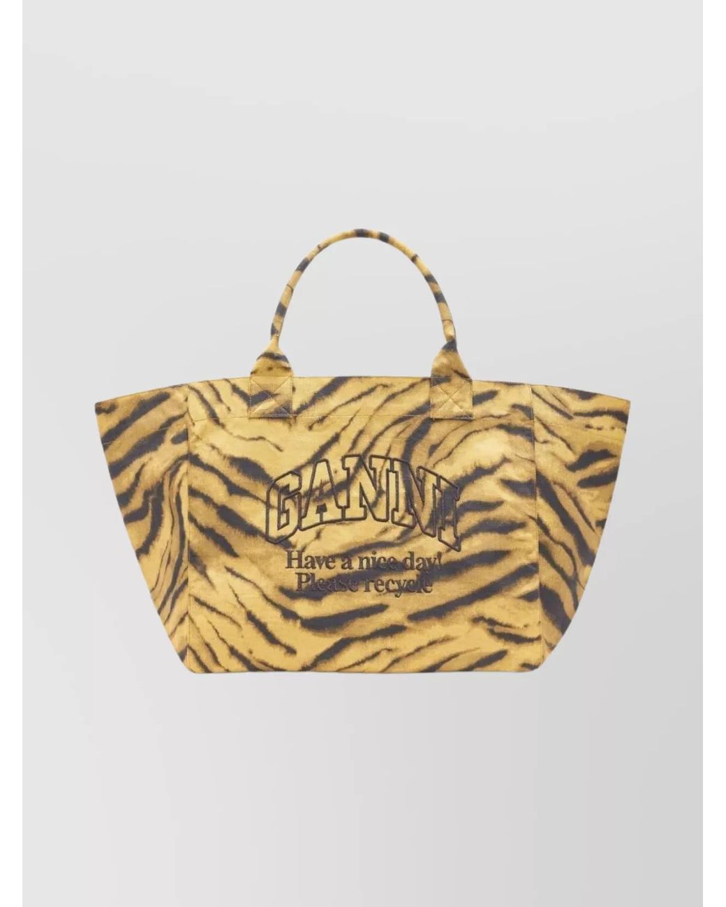 Ganni Large Tote Bag Tiger Pattern in Metallic | Lyst