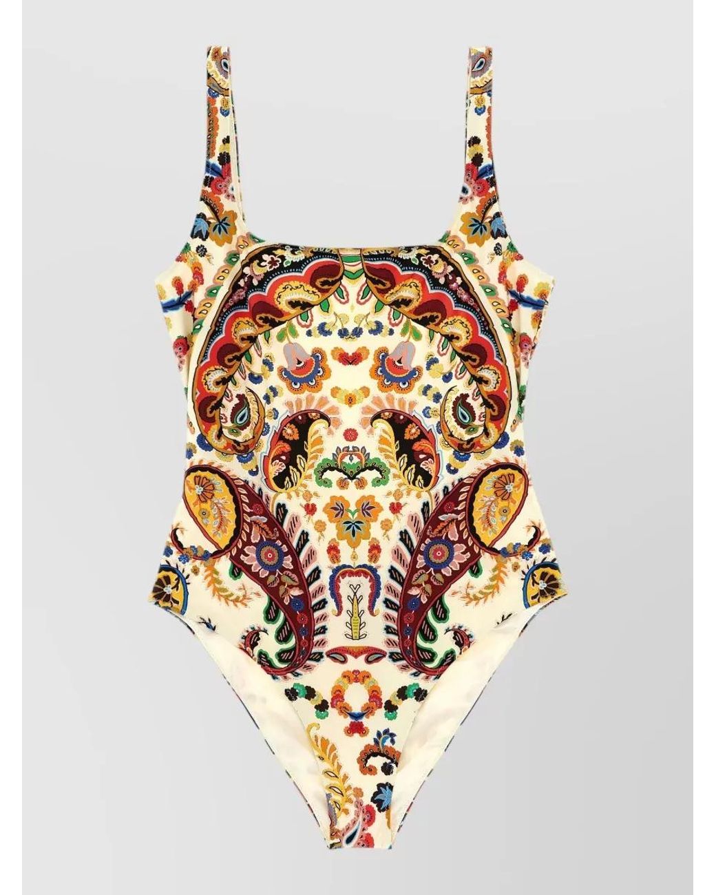 Etro Paisley Motif Scoop Neck One Piece Swimsuit in White | Lyst UK
