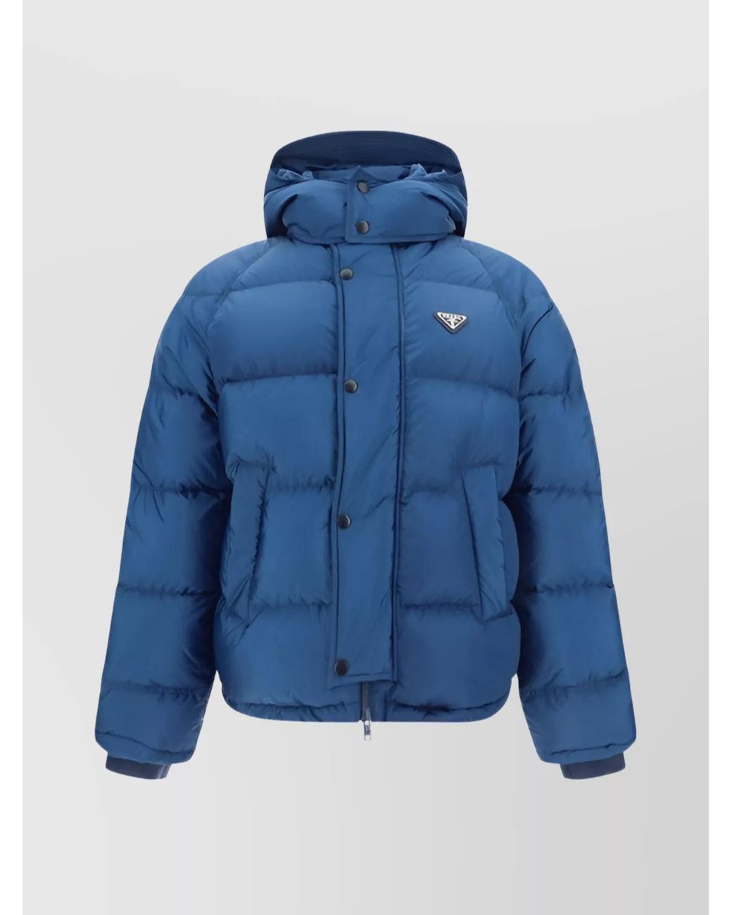 Prada Padded Quilted Hooded Down Jacket in Blue for Men | Lyst