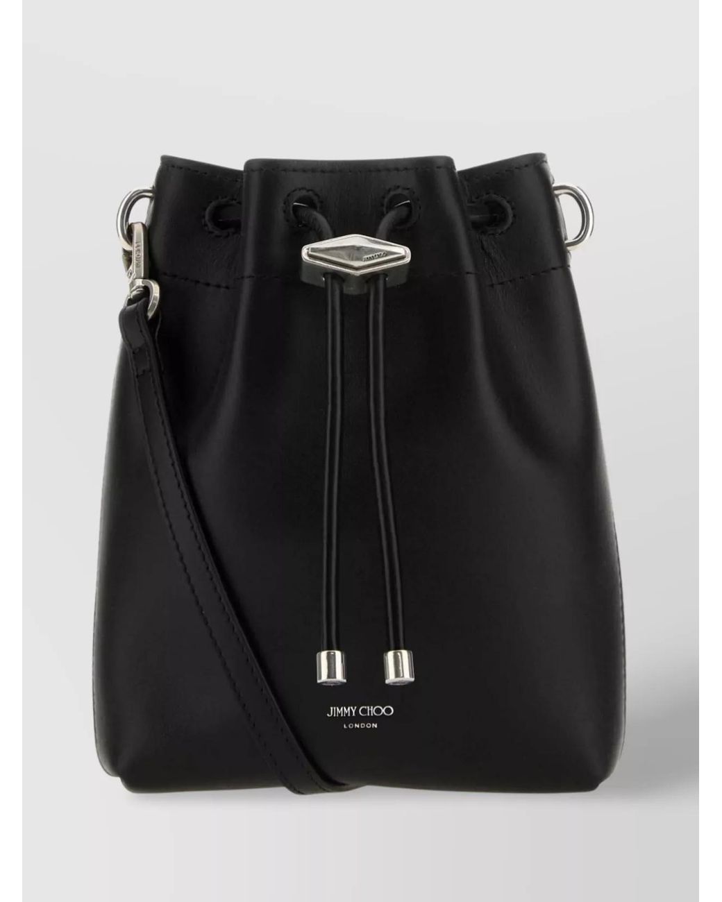 Jimmy Choo Leather Bucket Bag With Adjustable Strap And Metal Accents ...