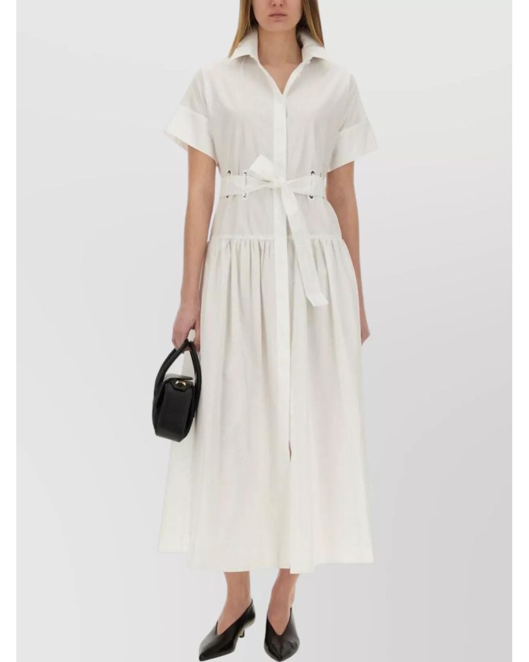 Max Mara Cotton Midi Dress in White | Lyst