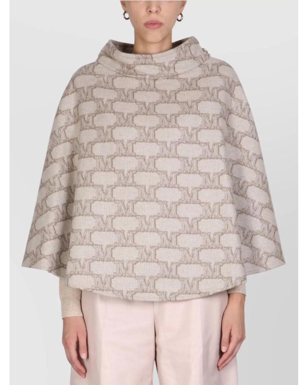 Max Mara Jacquard Cape in Natural | Lyst