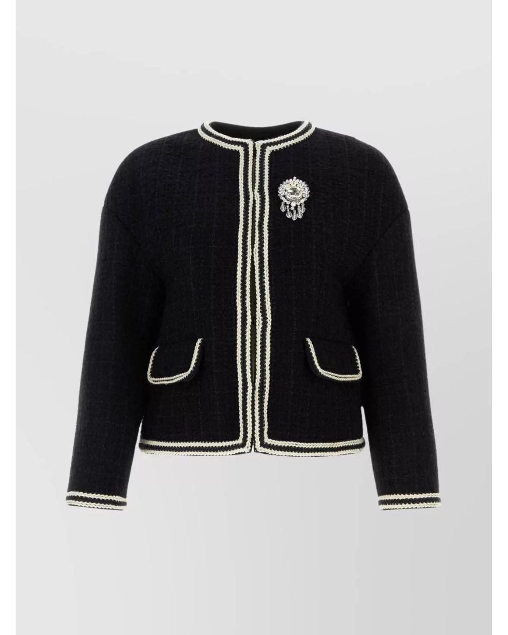 Gucci Structured Cropped Tweed Jacket With Contrast Trim in Black | Lyst