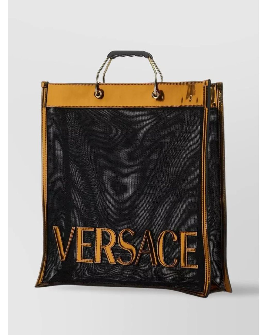 Versace Sheer Mesh Shopping Tote With Chic Accents in Black for Men | Lyst