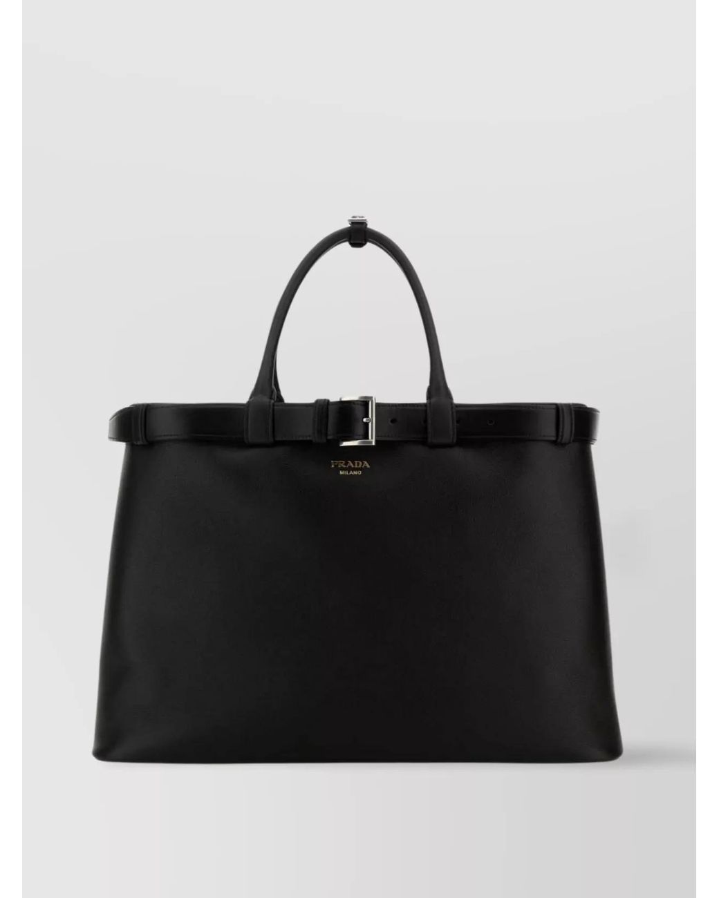 Prada Large Buckle Handbag With Structured Shape And Top Handles in ...