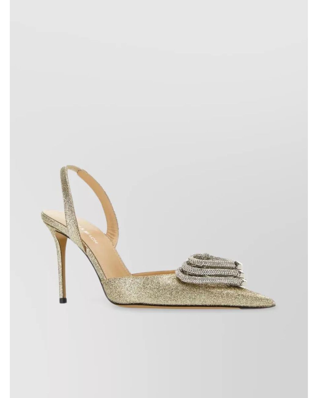 Mach & Mach Glitter Slingback Pumps in Natural | Lyst UK