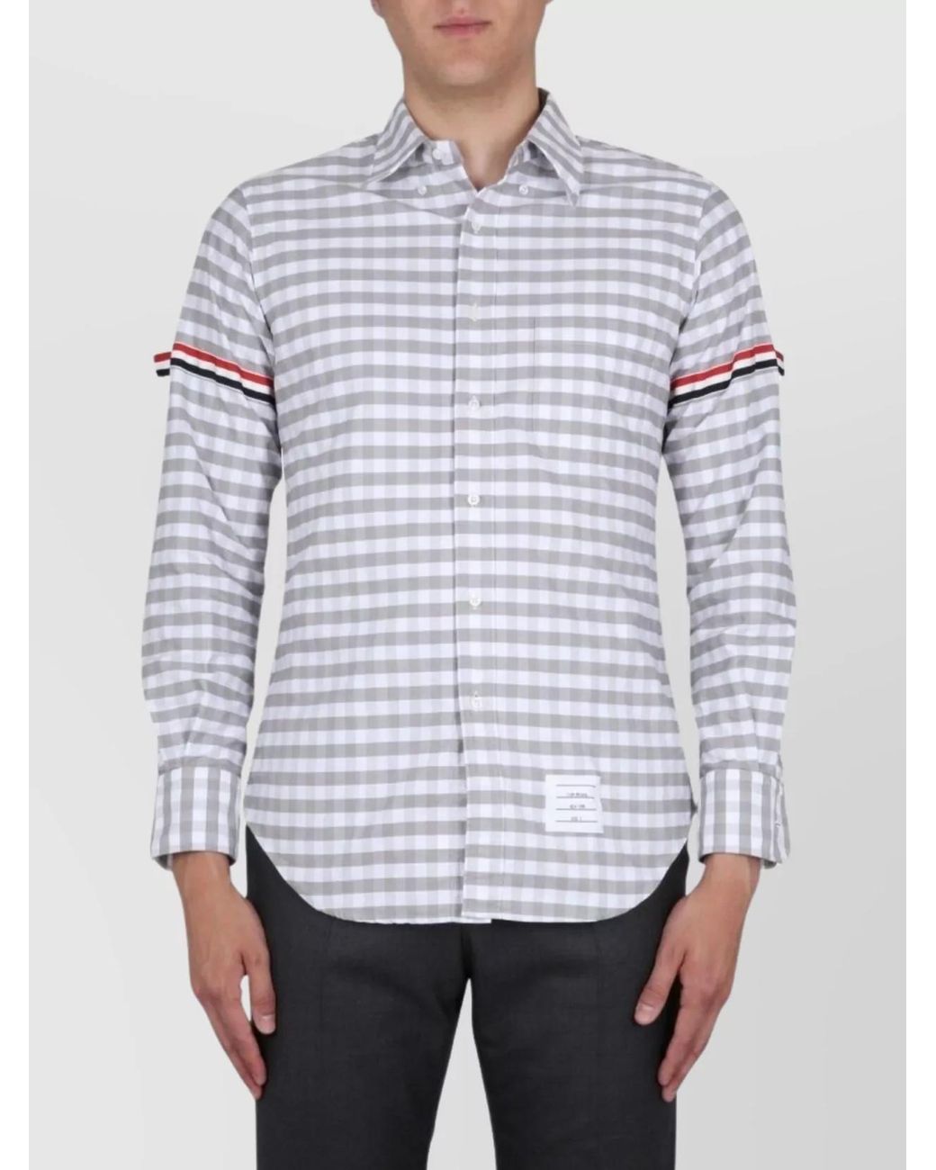 Thom Browne Checkered Collar Shirt And Pocket in White for Men | Lyst