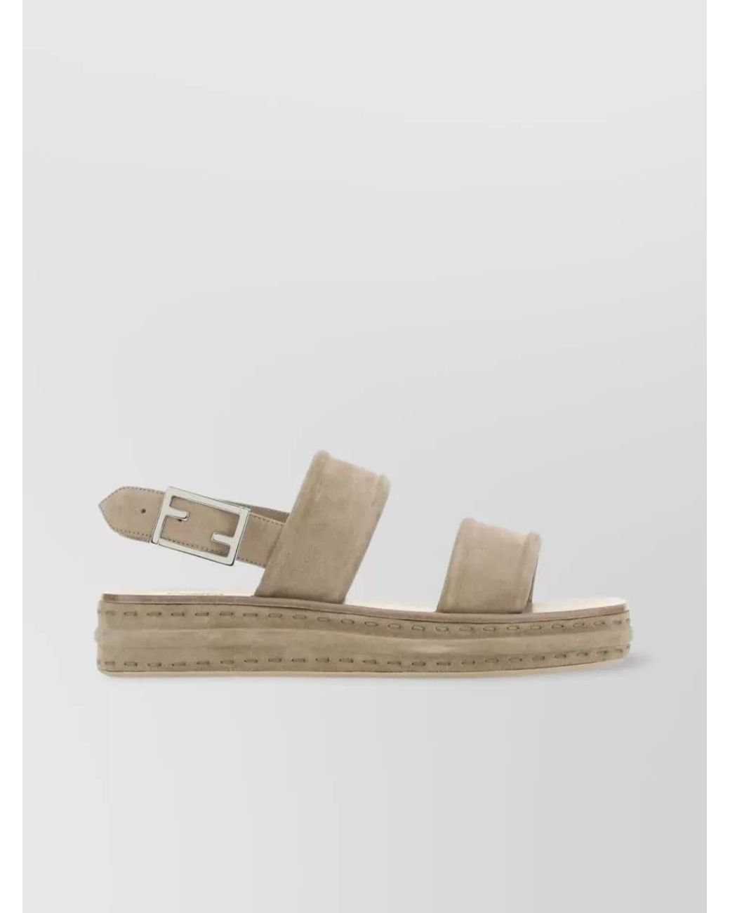 Fendi Squared Toe Suede Platform Sandals in Natural for Men | Lyst