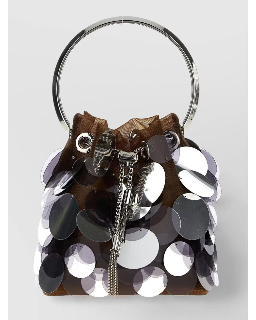 Jimmy Choo Sparkling Chain Strap Shoulder Bag in White | Lyst