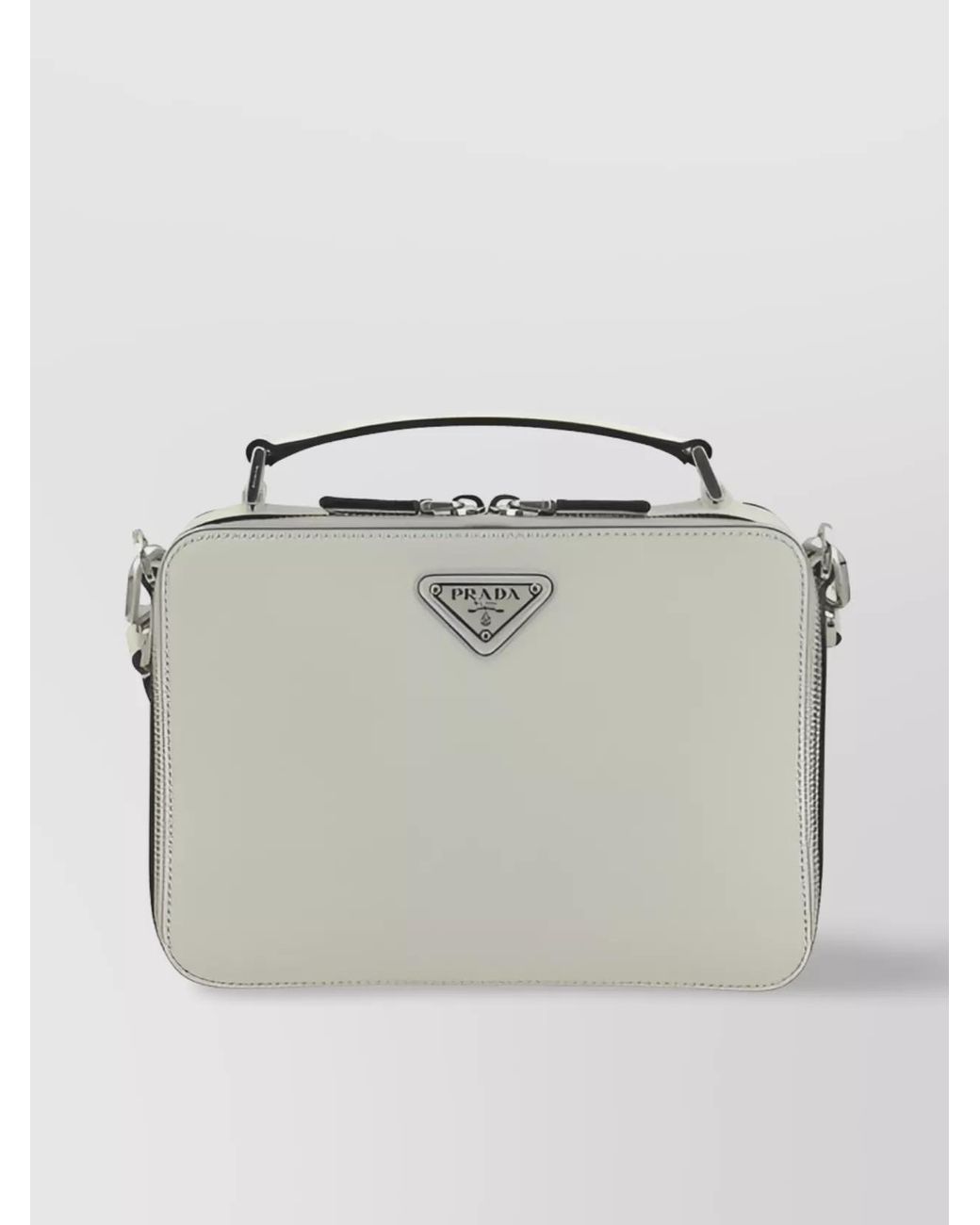 Prada Leather Rectangular Shoulder Bag With Single Handle in Gray for ...