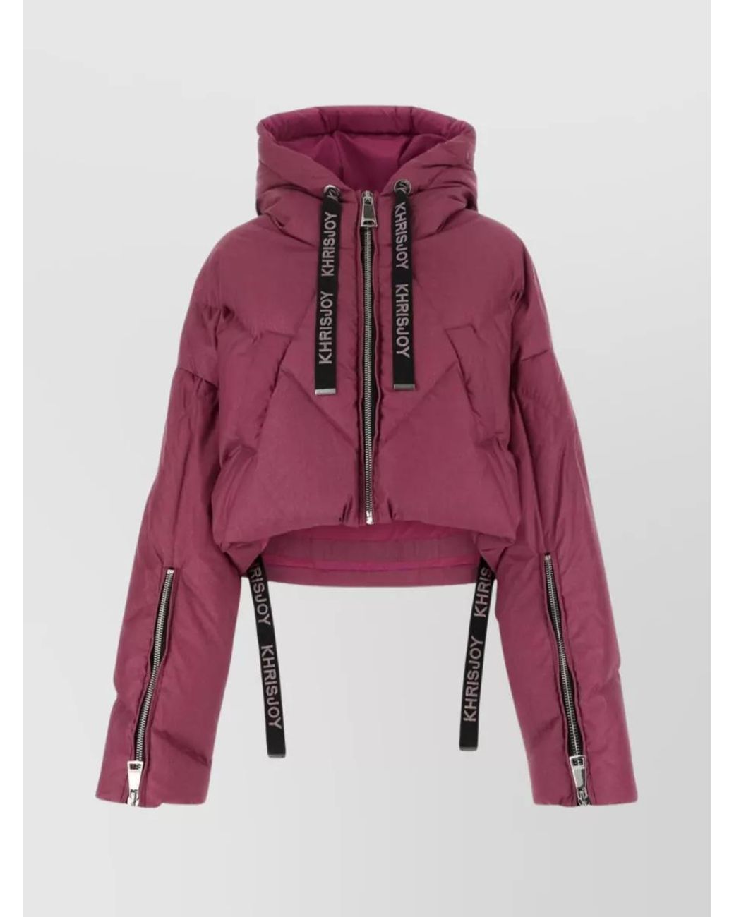 Khrisjoy Short Puff Down Jacket With Elasticated Hem And Hood in Red | Lyst