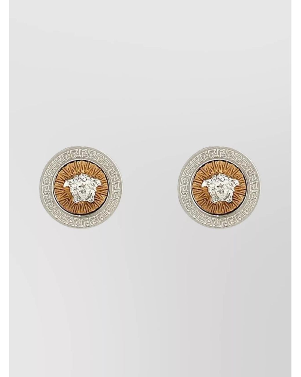 Versace 'Embossed Lion Head Metal Round Earrings' in Metallic | Lyst