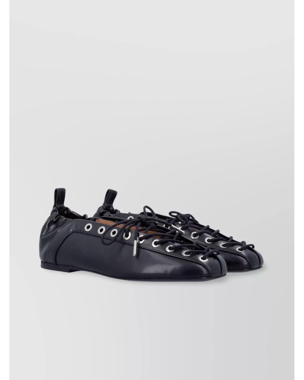 Ganni Laced Ballerina Eyelet Shoes in Blue | Lyst