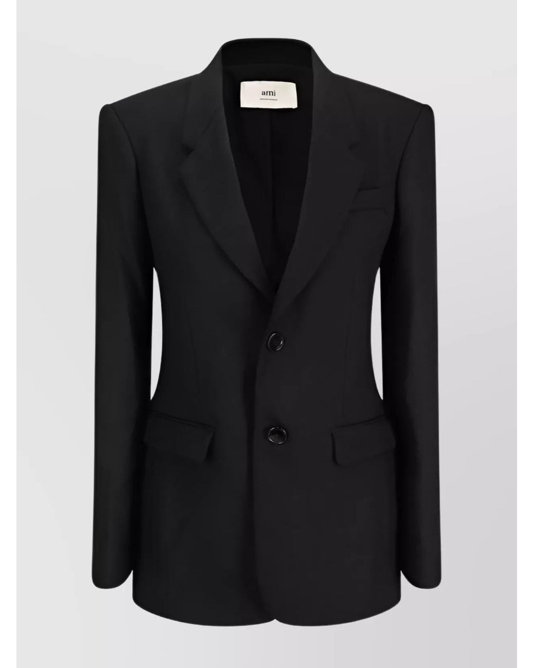 Ami Paris Structured Wool Blazer Back Slits in Black | Lyst