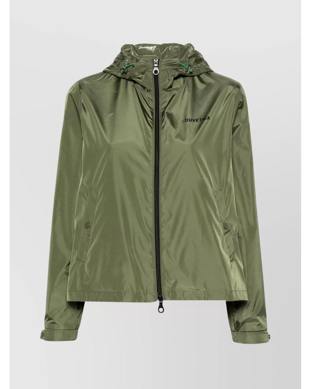 Duvetica Lightweight Drawstring Hood Jacket With Side Vents in Green | Lyst