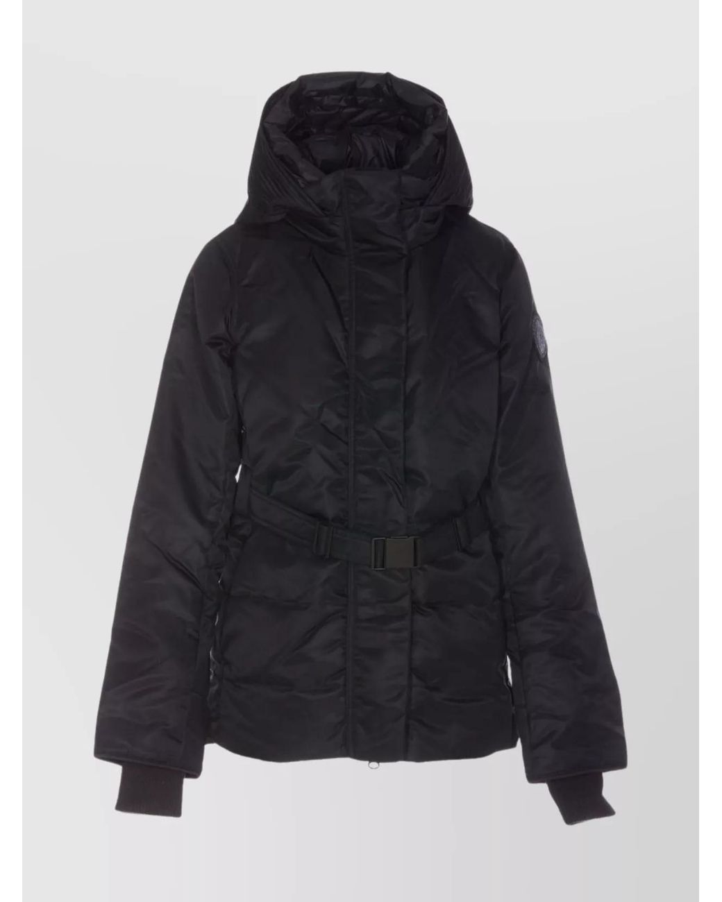 Canada Goose Quilted Hooded Jacket Belt in Black | Lyst
