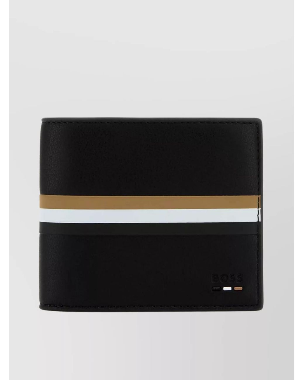 BOSS Leather Wallet With Bi-Fold Design And Stripe Detail in Black for ...