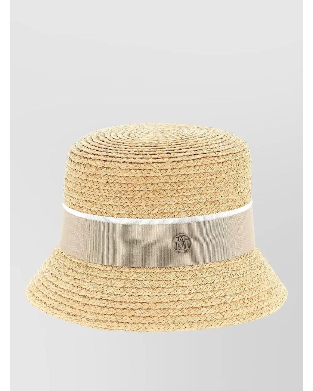 Maison Michel Raffia Mini New Kendall Bucket Hat in Natural | Lyst UK