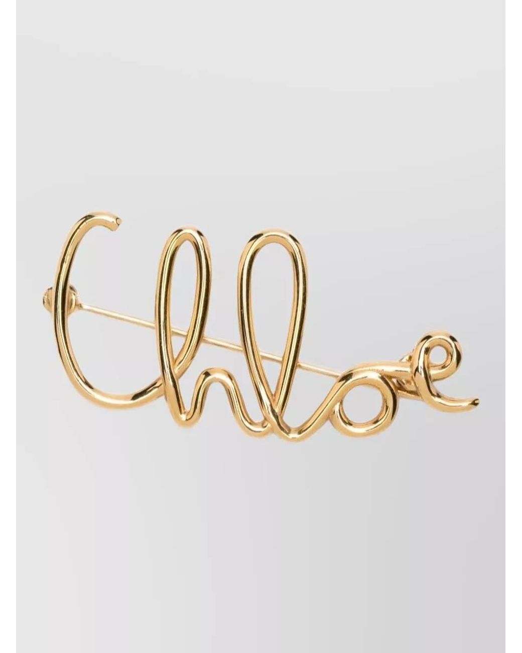 Chloé Script Logo Pin Polished Finish Design in Metallic | Lyst UK