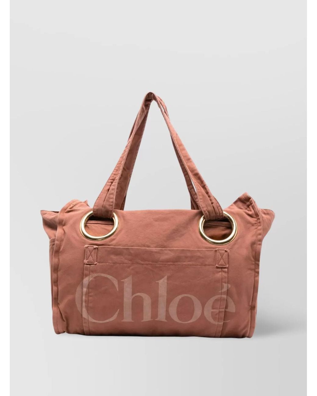 Chloé Oversized Eyelet Tote Bag With Front And Side Pockets in Pink | Lyst