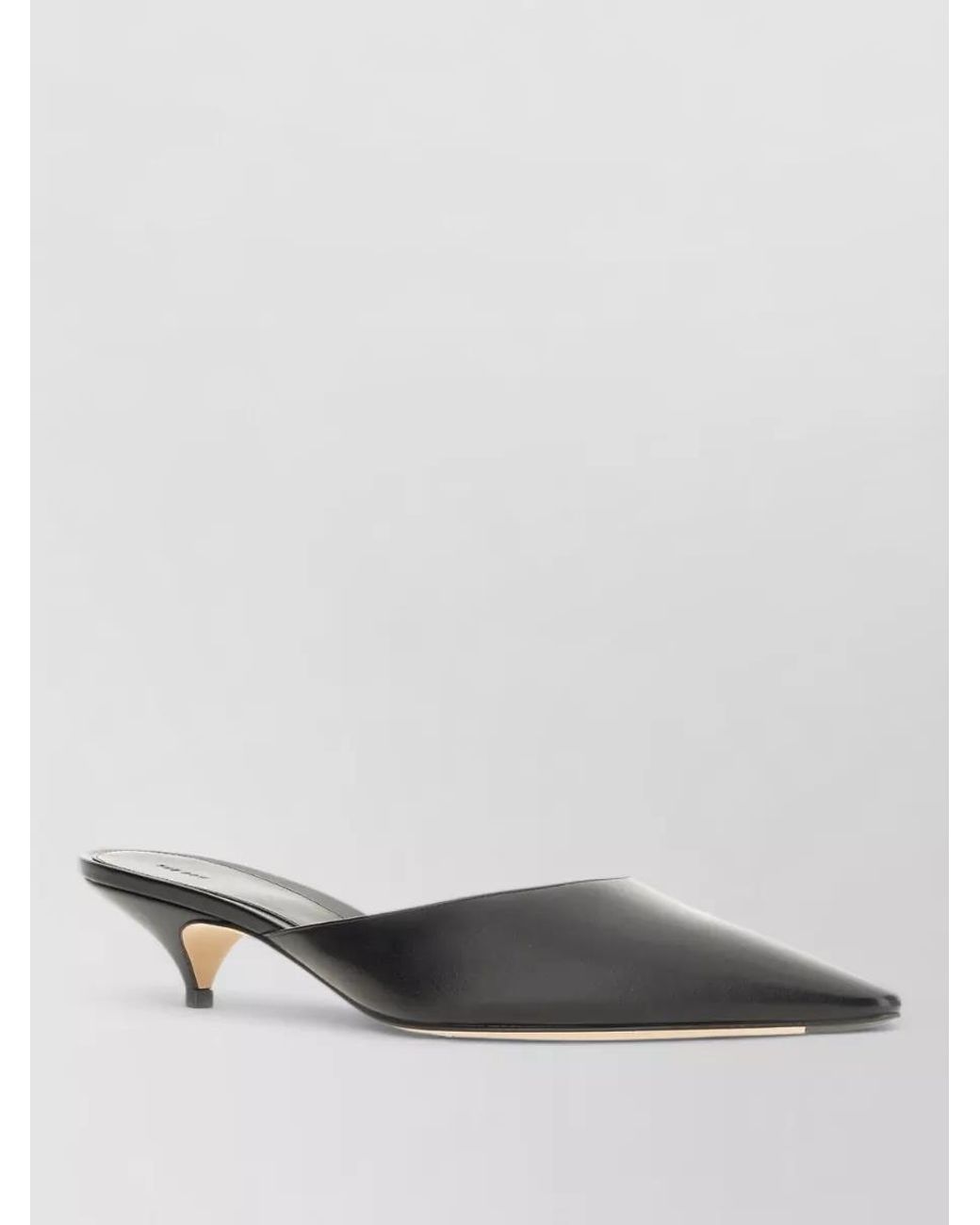 The Row Liisa Leather Kitten Heel Pointed Toe Mules in Gray | Lyst