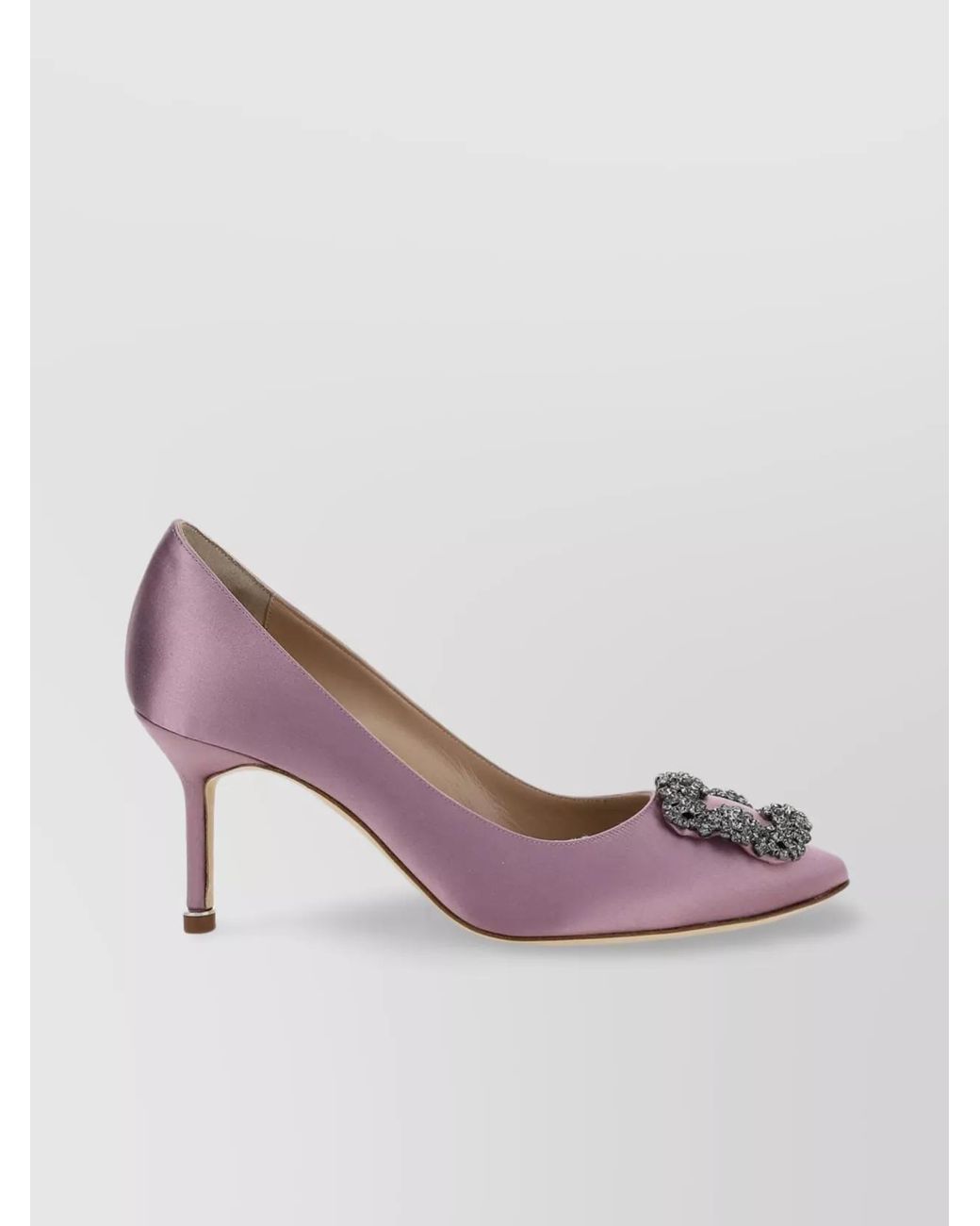 Manolo Blahnik Crystal Buckle Silk Satin Pumps in Pink | Lyst