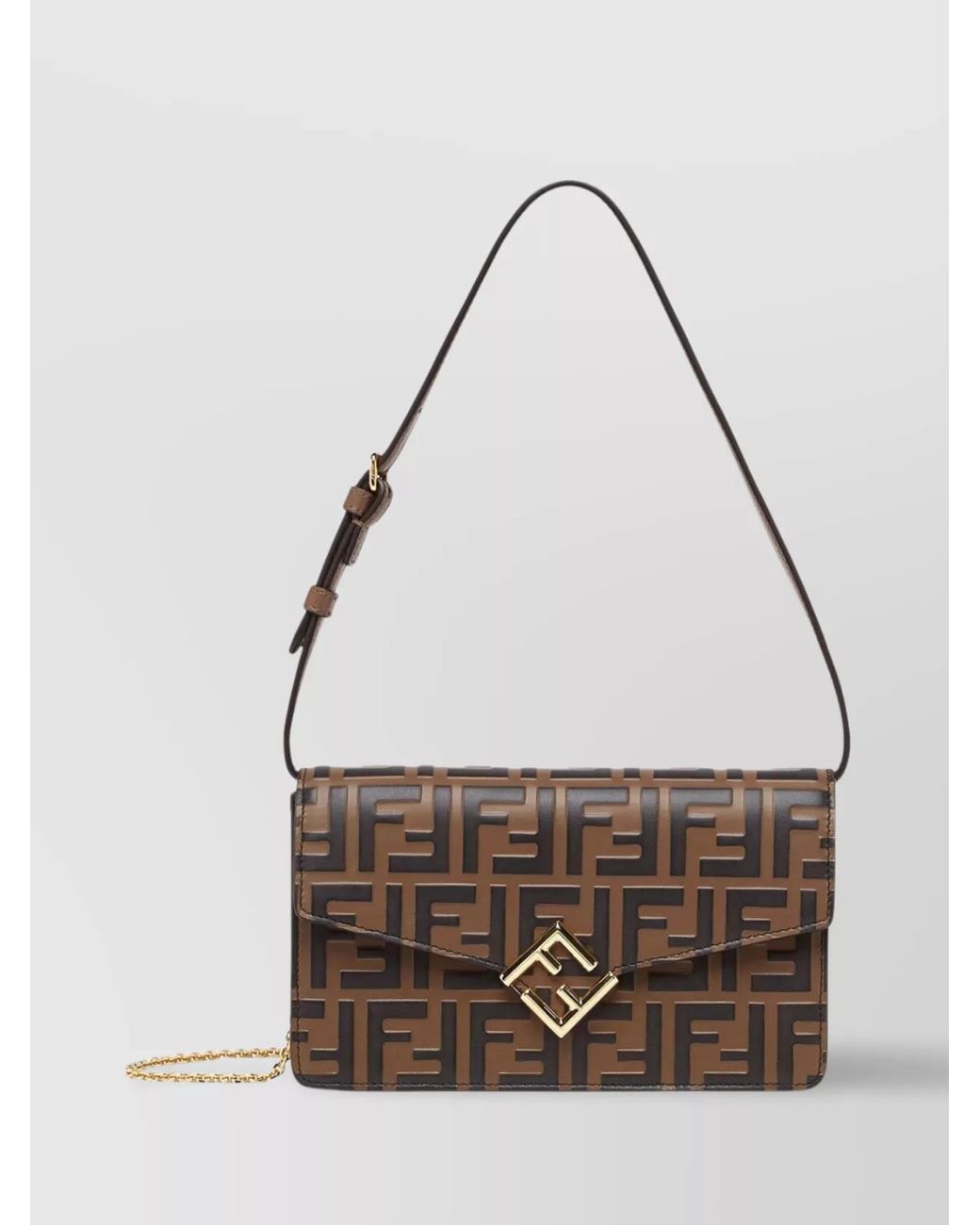 Fendi Chain Strap Shoulder Bag Diamonds in White | Lyst