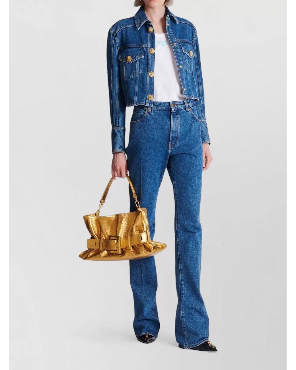 Balmain Denim Straight-Leg Trousers in Blue | Lyst UK