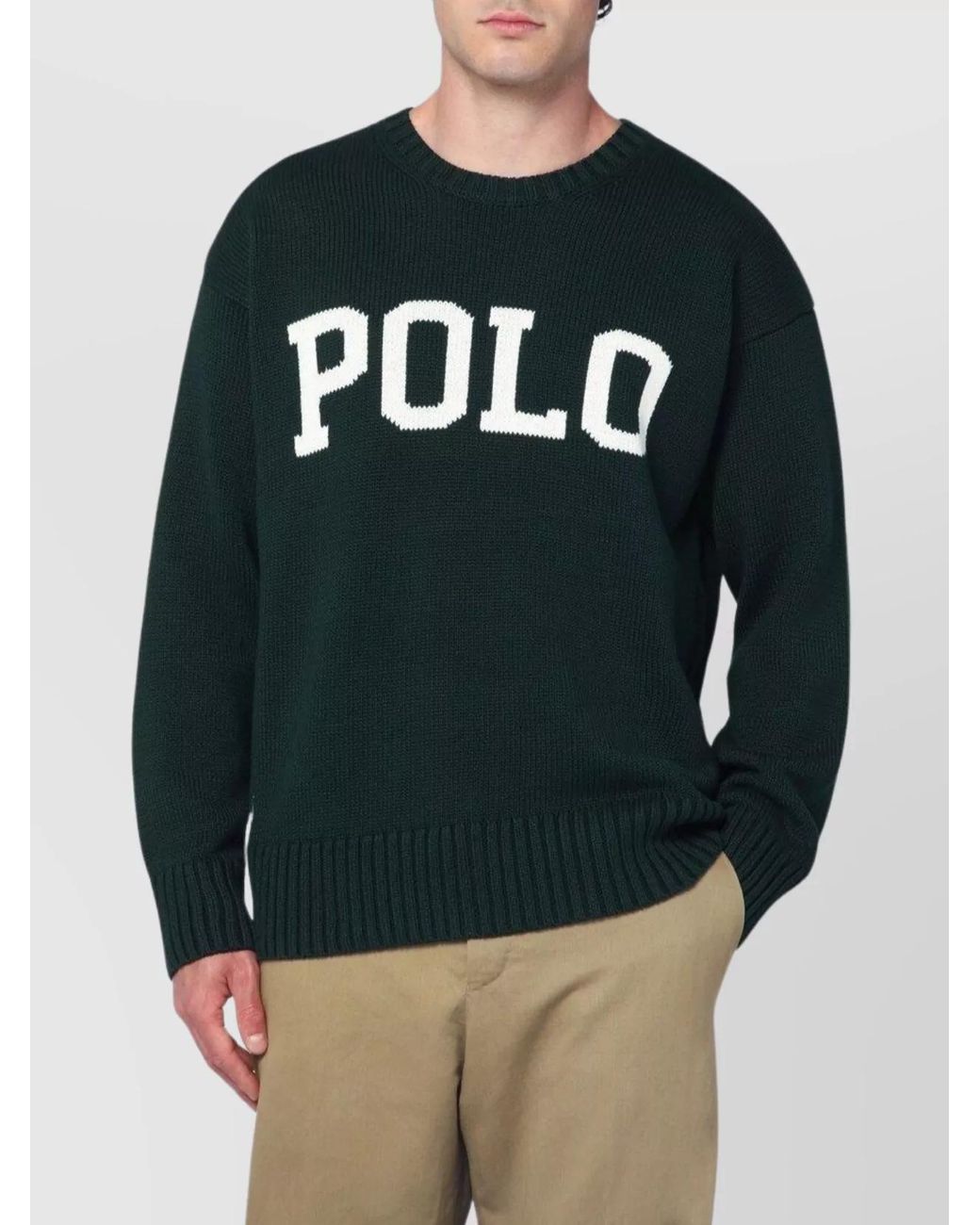 Polo Ralph Lauren Oversized Sweater Logo Intarsia in Gray for Men | Lyst