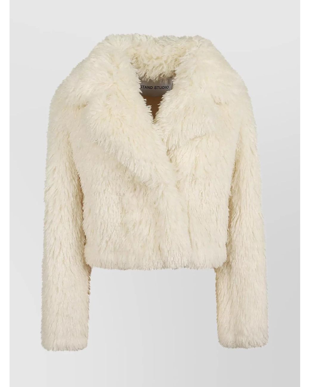 Stand Studio Long Sleeve Faux Fur Shawl Collar Jacket in Natural | Lyst