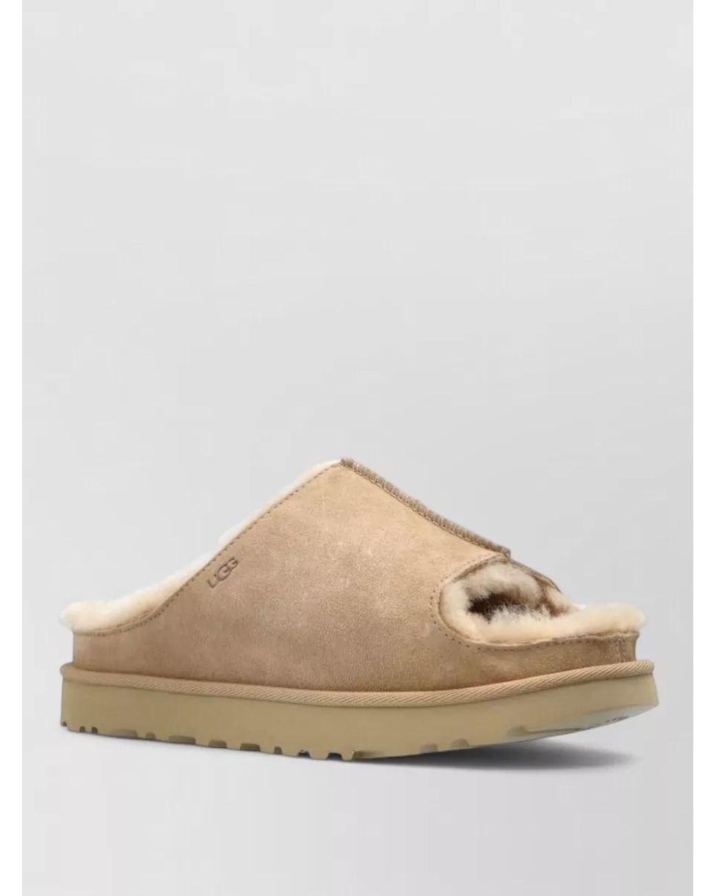 UGG Shearling-Lined Suede Leather Slides in Natural | Lyst UK