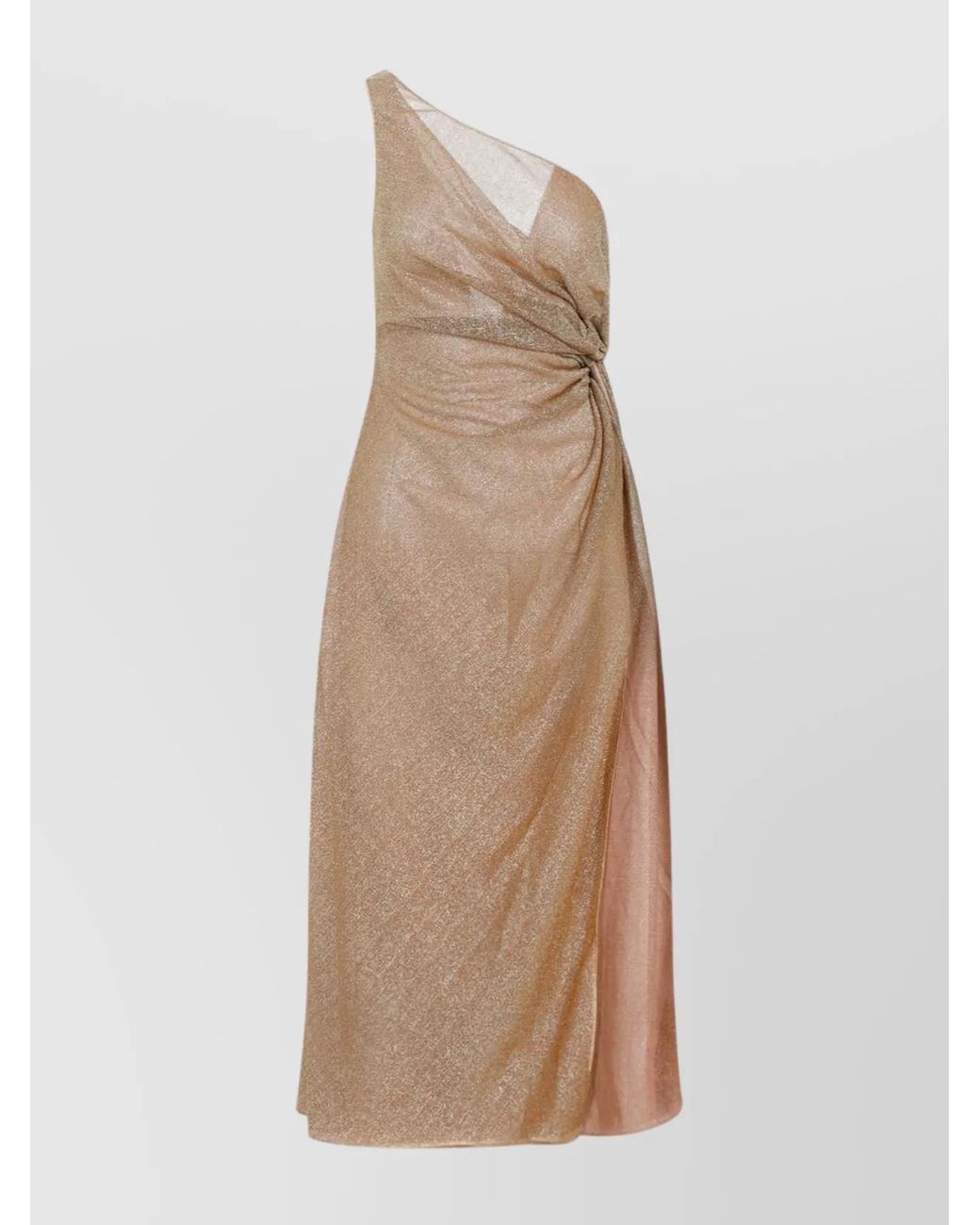Oséree Lumier Knot One-Shoulder Dress in Natural | Lyst UK