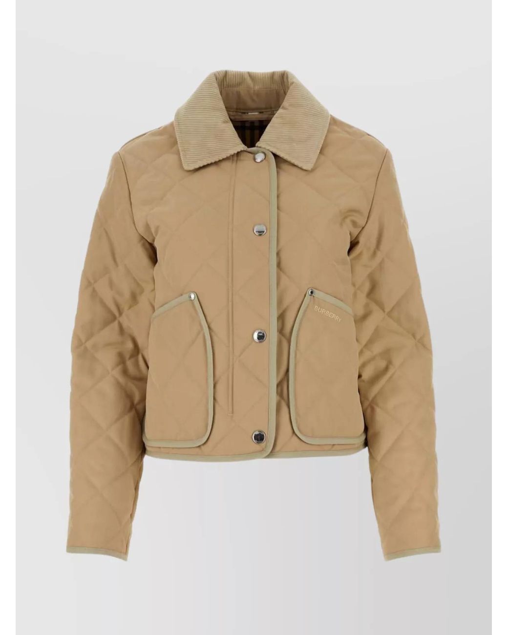 Burberry Structured Shoulders Padded Jacket in Natural | Lyst