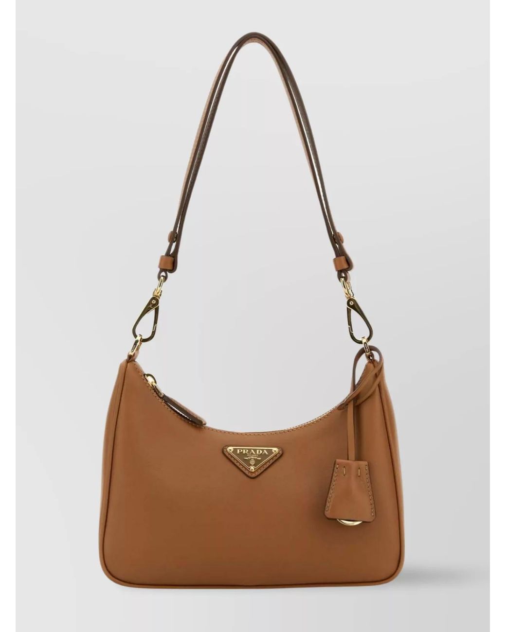 Prada Mini Re-Edition Shoulder Bag With Caramel Leather in Brown | Lyst