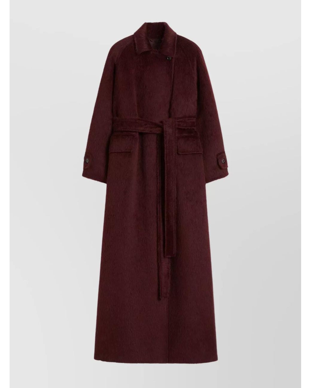 Max Mara Long Alpaca Wool Coat Pockets in Red | Lyst