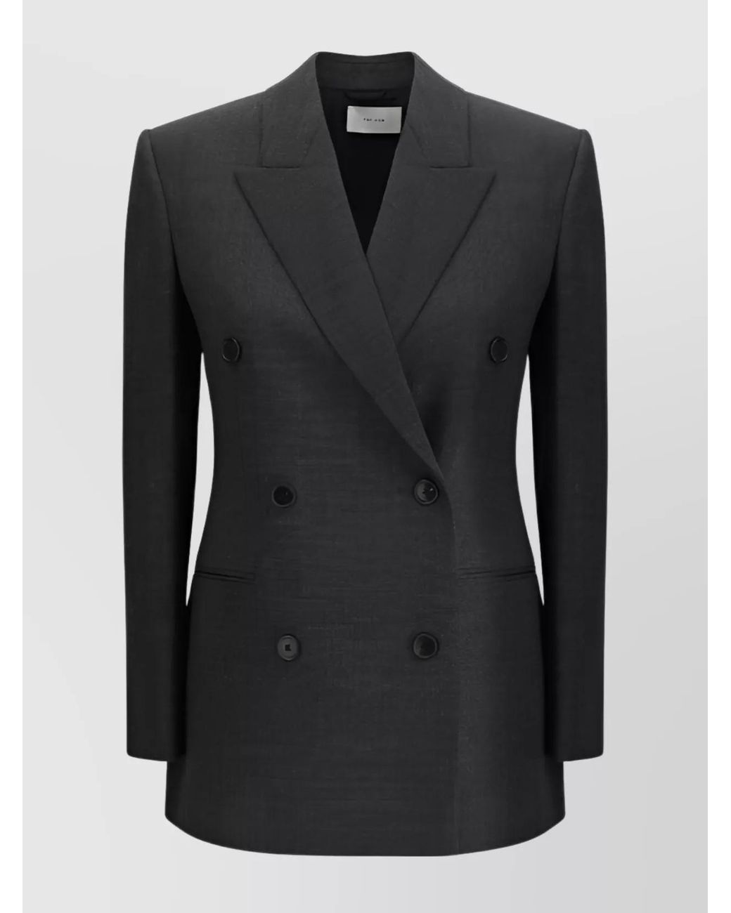 The Row Franny Wool Longline Blazer Jacket in Black | Lyst