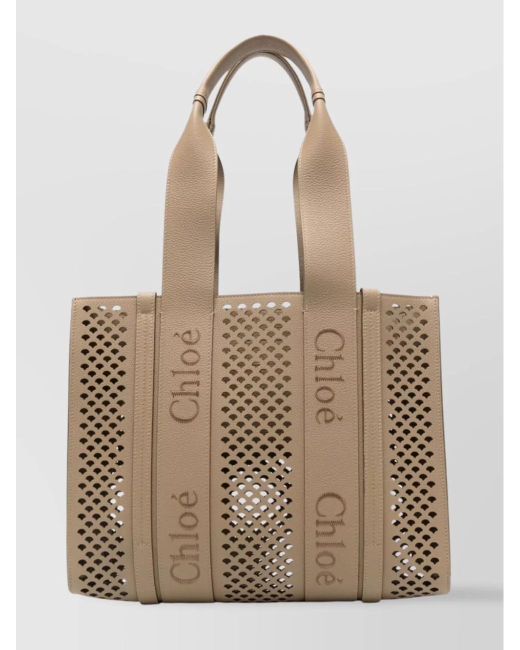 Chloé Woody Tote Medium Grained Texture in Natural | Lyst