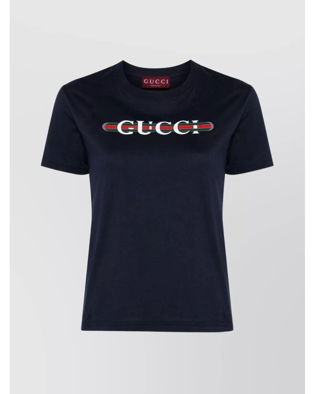 Gucci Cotton Crew Neck Logo T-Shirt in Blue | Lyst